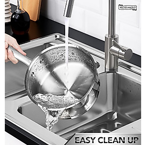 MICHELANGELO Stainless Steel Saucepan Set with Stainless Lids, Tri-Ply Bottom Sauce Pan with Lid, Sauce Pot Set 1QT & 2QT &3QT, Nonstick Saucepan, Dishwasher Safe