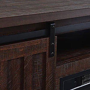 JYED DECOR 54 Inch Freestanding TV Stand Media Console with Sliding Barn Doors, Electric Fireplace, and 2 Cabinets with 2 Shelves, Espresso