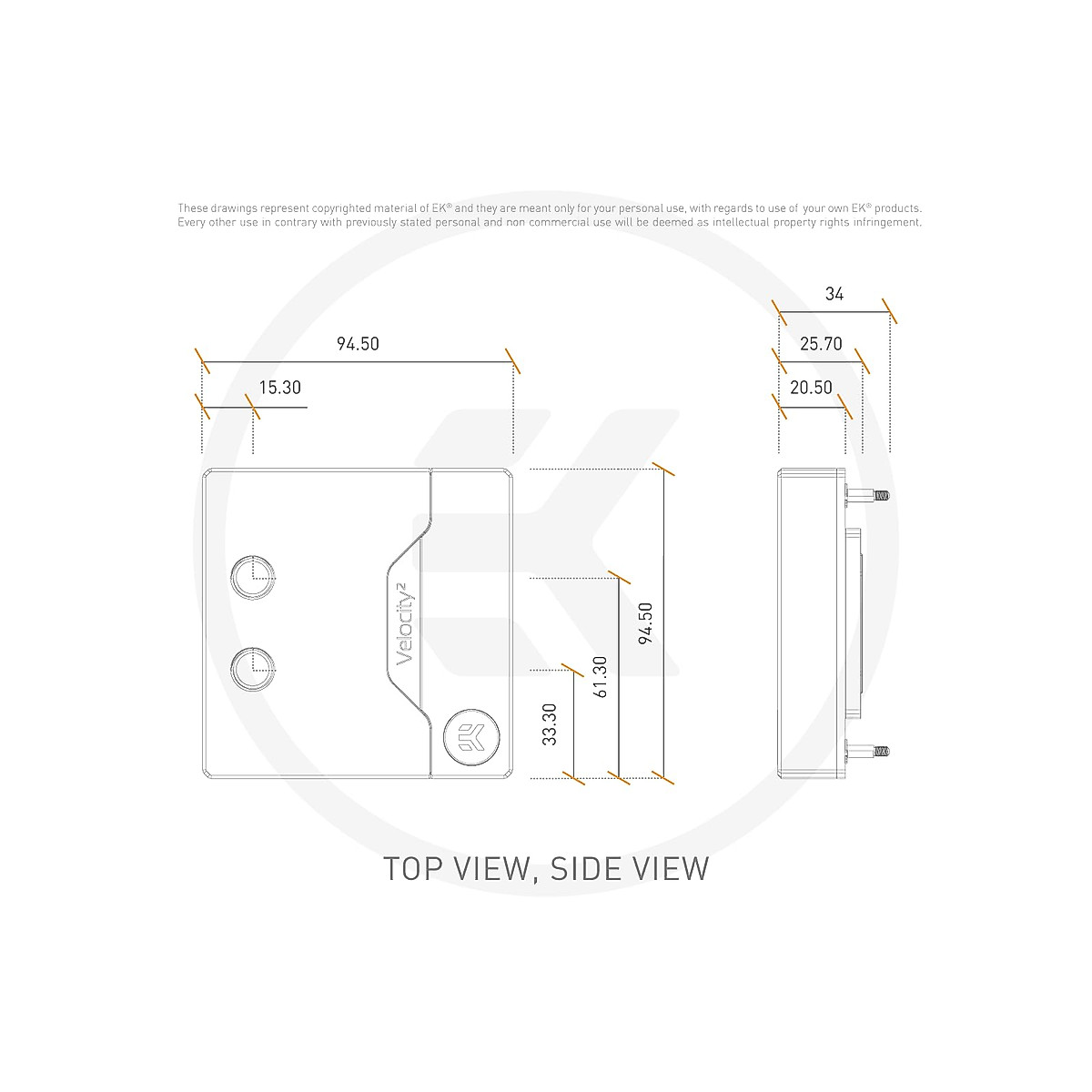 EKWB EK-Quantum Velocity 2 CPU Water Block D-RGB - 1700, Nickel/Satin Titanium