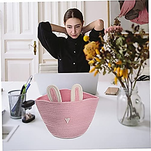 Cabilock Boho Home Decor Home Decor 3pcs Rope Rabbit Basket Snacks for Nordic Storage Basket Cotton Rope Pink Boho Decor Woven Basket