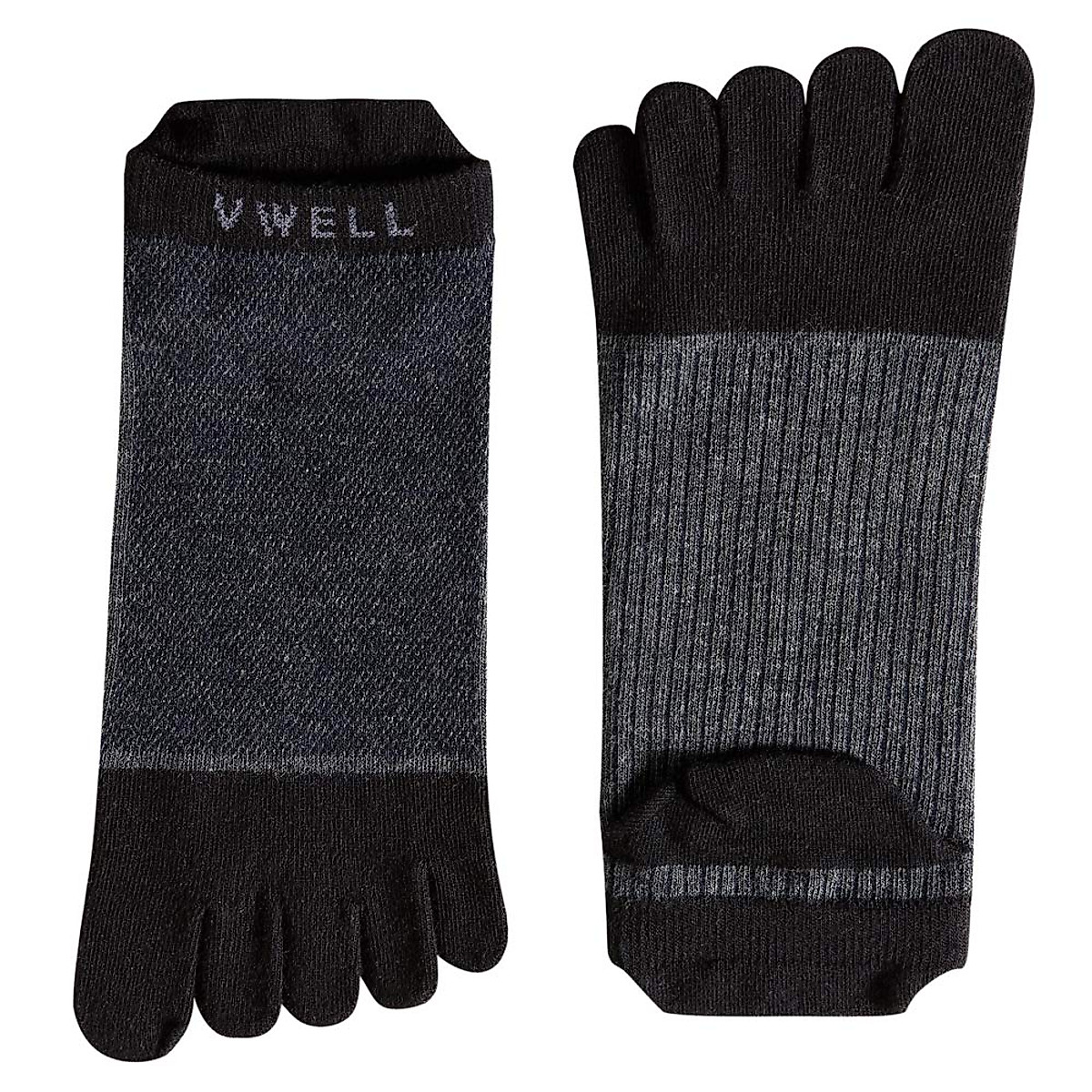 VWELL Cotton Toe Socks Five Finger Socks No Show Crew Athletic Running Socks 4 Pairs,Size 7-11