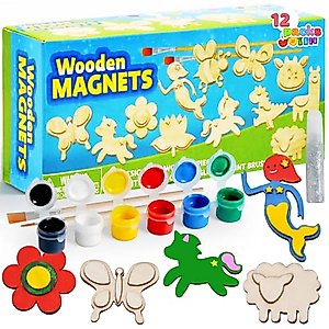 JOYIN Wooden Magnets, Spring Arts & Crafts for Boys and Girls Ages 4+, Childrens Painting Craft Activities Kit, Craft Toys Gifts for 4, 5, 6, 7, 8, 9, 10, 11 & 12 Year Old Kids