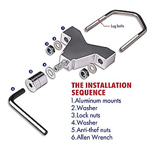 KSP Anti-Theft Jack Mounts fit for Jeep Offroad Roof Rack Front Bumper Bull Bar Roll Cage,High Lift Tube Mounting Adjustable 2.5"-3.14"(Silver)