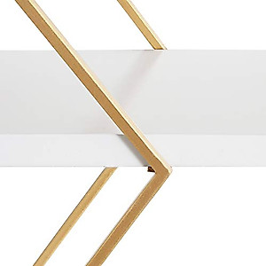 Kate and Laurel Daxton Modern Wood and Metal Wall Shelf, 31" x 32", White and Gold, Glam Wall Organization