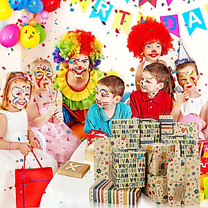 Prasacco Wrapping Paper Birthday Wrapping Paper Sheets-Recyclable Birthday Gift Wrap Set with Tag String-Eco Gift Wrapping Paper