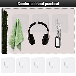 COMNICO 12 Pack Adhesive Hooks Clear Plastic Waterproof Heavy Duty Sticky Wall Ceiling Door Window Pothook Home Kitchen Bathroom Shower Office for Hanging Hat Towel Picture Coats (12)