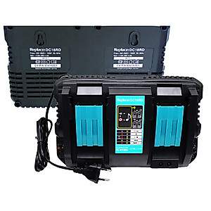 QCZRED 18V DC18RD Dual Charger Compatible with Chargers DC18RC DC18RF DC18SF Suitable for Makita BL1860 BL1850 BL1840 BL1830 BL1815