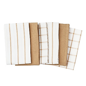 LANE LINEN Kitchen Towels Set - Pack of 6 Cotton Dish Towels for Drying Dishes, 18”x 28”, Kitchen Hand Towels, Tea Towels, Premium Dish Towels for Kitchen, Quick Drying Kitchen Towel Set - Beige