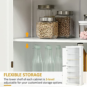 HOMCOM Freestanding Modern 4 Door Kitchen Pantry, Storage Cabinet Organizer with 6-Tier Shelves, and 4 Adjustable Shelves, White