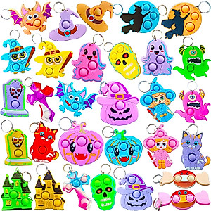 Roaqua Bulk 30 Packs Push Fidget Bubble Mini Pop Fidget for Teens and Kids,Small Birthday Halloween Party Favors Supplies and Classroom Student Prizes Gifts