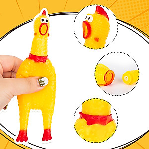 AMOR PRESENT 16PCS Squeaky Rubber Chicken, Screaming Rubber Chickens Toys for Kids Party Favors Prank Toys Dog Toys Noise Maker
