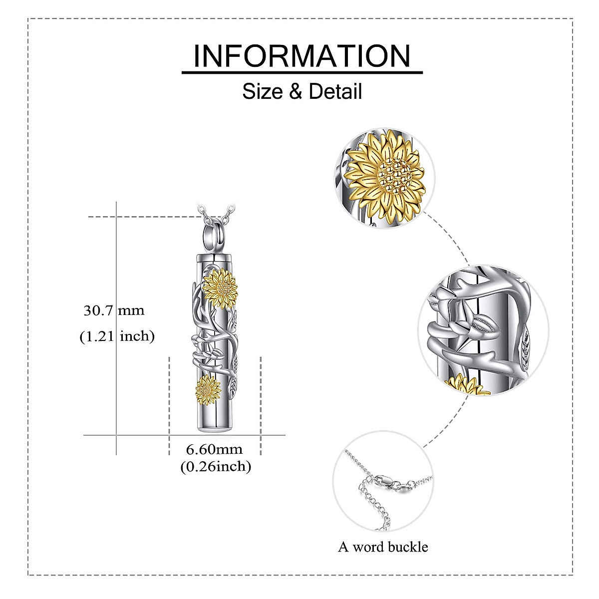 ONEFINITY Urn Necklaces for Ashes Sterling Silver Sunflower Flower Bar Cremation Necklace Memory Jewelry for Women