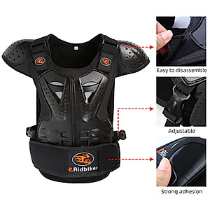 Kids Dirt Bike Gear Chest Protector Motocross Gear Motorcycle Armor Vest Elbow Guard Knee Shin Guard Pads Youth Motorcycle Protective Gear (Black, L:(Height:51.18"-57.08"))