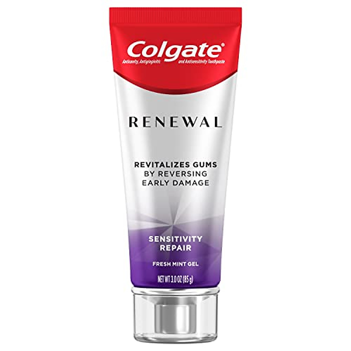 Colgate Renewal Gum Toothpaste Gel, Sensitive Toothpaste for Gingivitis and Improved Gum Health, Mint Gel, Sugar Free, Enamel Safe, Gluten Free, Vegan, 2 Pack, 3 Oz Tubes