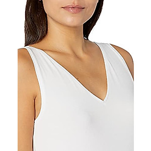 Amazon Essentials Women's Jersey Standard-Fit V-Neck Scoopback Tank Top (Previously Daily Ritual), White, Medium