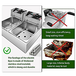 Swinod Commercial Deep Fryer with Basket, 12 Liter Adjustable Temperature Fryer 3400W