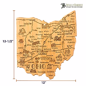 Totally Bamboo Destination Ohio State Shaped Serving and Cutting Board, Includes Hang Tie for Wall Display