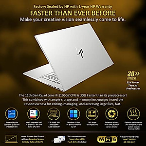 HP Envy 17T 2022 Laptop, i7-1195G7 11th gen, 32GB RAM, 1 TB NVMe SSD, 17.3" FHD Touch, Thunderbolt 4, Win 11 PRO, WiFi 6, B&O Audio, USB-A, Intel Xe Graphics, Silver, 64GB Tech Warehouse Flashdrive