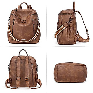 CLUCI Leather Backpack Purse for Women Travel Backpack Purse Convertible Fashion Ladies Large Casual Daypack Brown