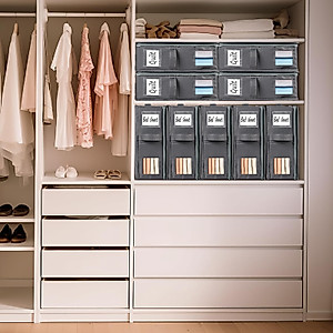 KEEGH Bed Sheet Organizers and Storage, 4 Pack Linen Closet Organizer for Bedding, Sheets Set Folder Organizer with Window& Zipper, Bed Sheet Storage Organizer for Bedsheets, Duvet Cover - Grey