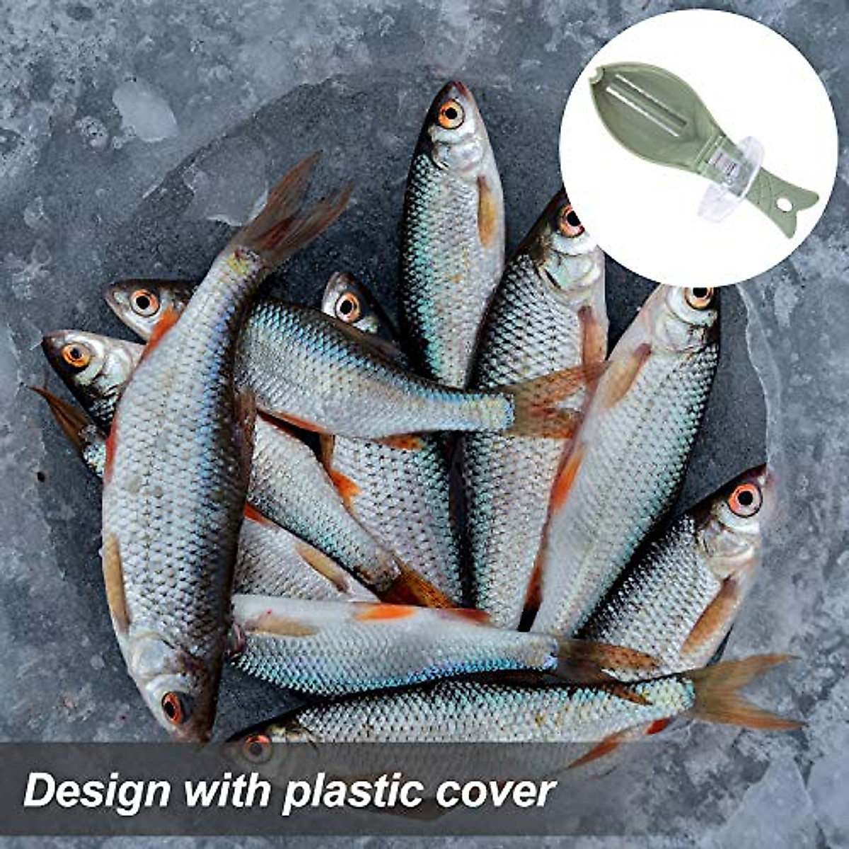 7 Pieces Fish Scaler Brush Remover with Stainless Steel Sawtooth Remover Removing Peeler Cleaning Tool Fish Shape Tweezers for Fish Scales Removing Peeling