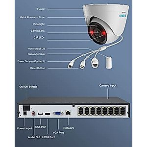 REOLINK 12MP PoE Security Camera System, 8pcs H.265 12MP Security Cameras Wired, Person Vehicle Pet Detection, Two-Way Talk, Spotlights Color Night Vision, 16CH NVR with 4TB HDD, RLK16-1200D8-A