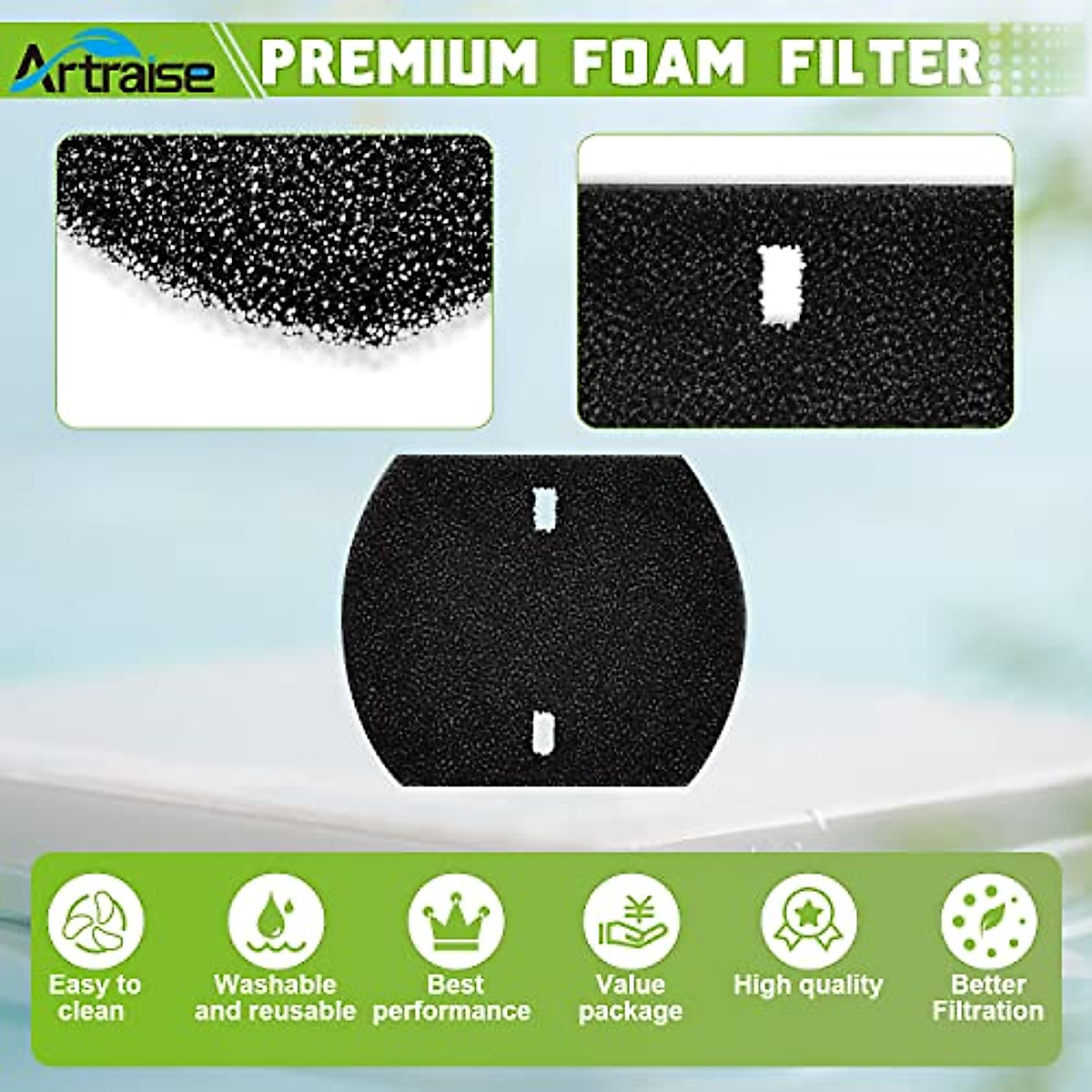 4 Pack 2390A Filter Replacement for Bissell Pet Hair Eraser Filter Hand Model 2390 2389 23903 2284W Handheld Vacuum, Compare to Parts # 1614212 1614203 1614204, 4 Mesh Filters 8 Foam Filters