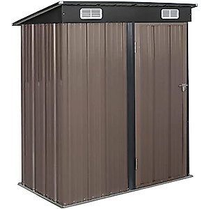 GRAVFORCE 5' x 3' Outdoor Metal Storage Shed, Outdoor Shed, Galvanized Steel Garden Shed with Single Lockable Door, Tool Storage Shed for Backyard, Patio, Lawn (Dark Grey)
