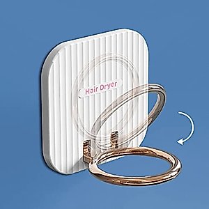 Masterbond 1 Pack Adhesive Hair Dryer Holder - Foldable Wall Mount Bathroom Hair Blow Dryer Rack Organizer Stick on Wall Luxurious Hair Dryer Rack Space Saving for Most Hair Dryers (White)