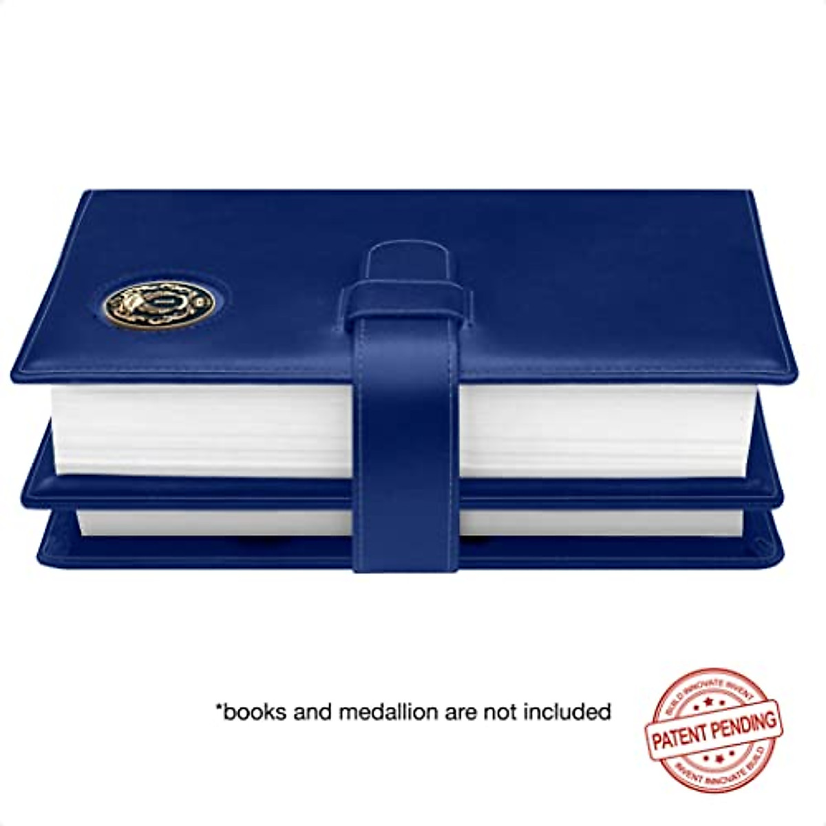 Genuine Leather Double AA Big Book Cover & 12 Steps & 12 Traditions | Medallion Holder | by Galileo | Perfect Gift | Alcoholics Anonymous (Genuine Leather, Navy Blue)