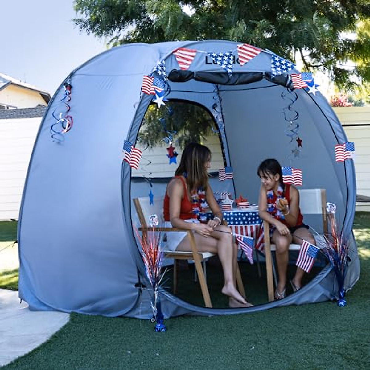 Leedor 10' x 10' Decor Tent Event Tent Pop Up Outdoor Tent Canopy Parties，Four Season Tent Hexagon Patio Tent，UPF 50+ Backyard Family Tent，Lightweight，Easy Setup(Gray，Not Waterproof) (9220G6)