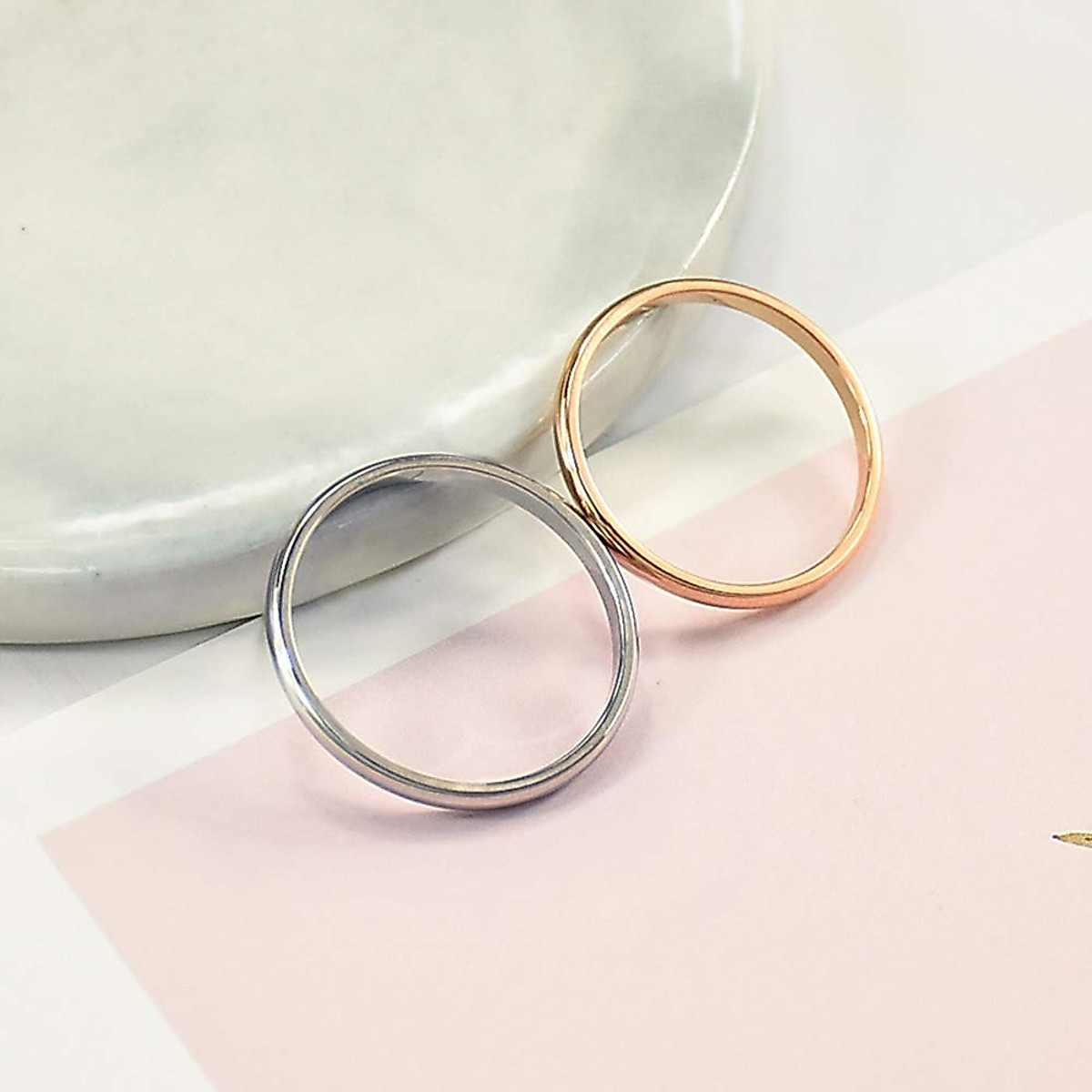 SEniutarm Engagement Love Rings Wedding Bands Couple Fashion Plating Titanium Steel Finger Ring Party Jewelry Accessory Gift for Women/Girl Finger Rings DIY Jewelry Gifts - Silver Us10