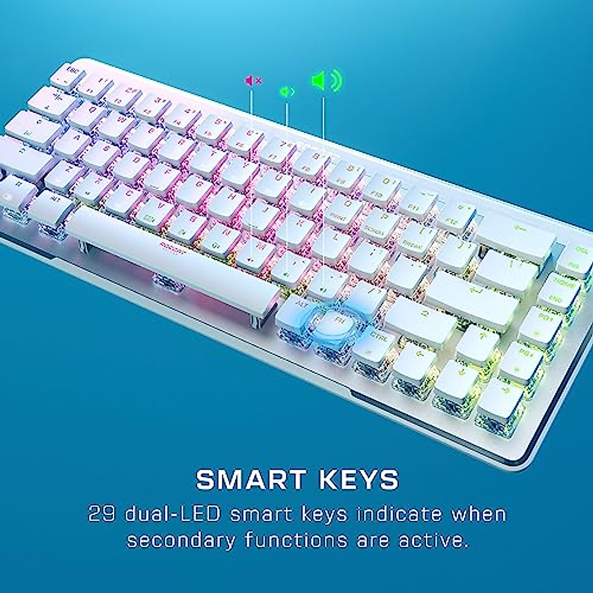 ROCCAT Vulcan II Mini Air 65% Optical Mechanical Gaming Keyboard, Full Wireless and Bluetooth Capabilities, Customizable RGB Illumination, Button Duplicator, On-Board Profiles, Aluminum Plate – White