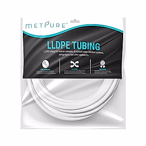Metpure 3/8" OD NSF Certified 25 Feet Length Tubing for Reverse Osmosis De-ionized Water Filtration Systems, Refrigerators, and Other Appliances (3/8" OD, 25', White)