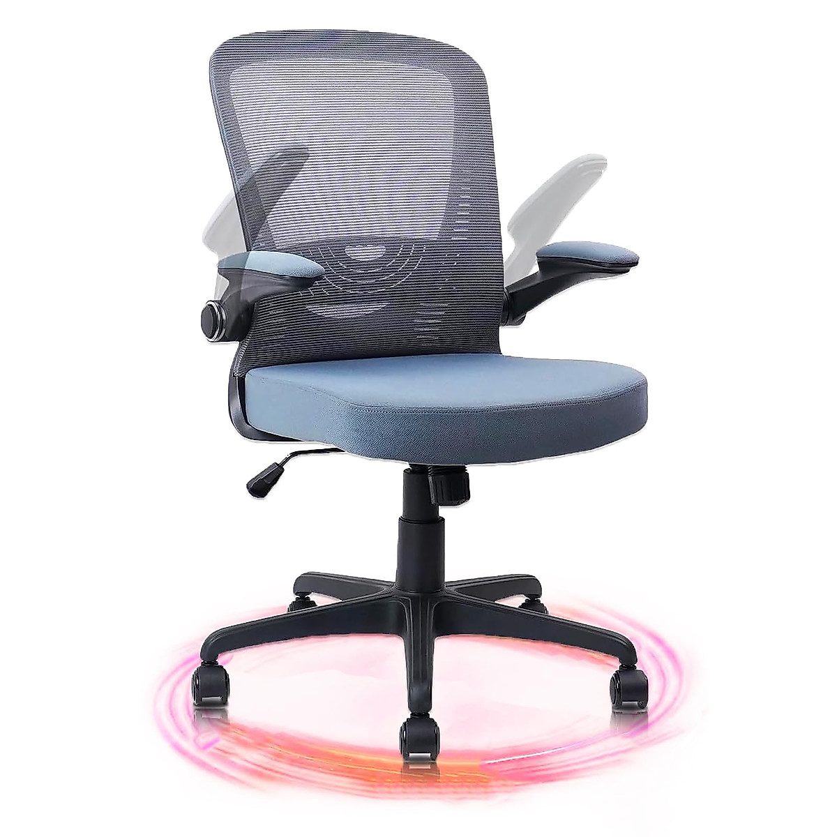 CLATINA Ergonomic Office Chair, Classic Executive Mesh Chair middle Back Desk Chair Breathable Swivel Computer Chair with Adjustable Lumbar Support and Flip up Armrest, for Home Office Conference Room