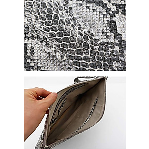 Handbags for Women Snake Printed Clutch Purse Snakeskin Envelope Clutch Bags for Casual Wedding Party (Light grey)