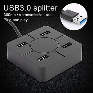 Docking Station, Black USB Hub, Hub, USB3.0 High Speed Transmission for Keyboard U Disk for Mouse Card Reader(Black)