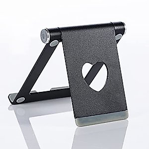 Cell Phone Stand Desk Adjustable Aluminum Mobile Phone Holder 360 Degree Compatible for iPhone 13 12 Pro Max, iPhone 11 X SE XS XR 8 Plus 6 7 6S Samsung Galaxy Note20 S20 S10 S9 S8 S7 (Black)
