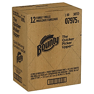 Bounty Quick-Size Paper Towels, White, 12 Family Rolls = 30 Regular Rolls (Packaging May Vary)