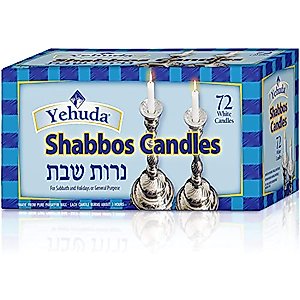 Yehuda 3 Hour White Shabbos Candles, 72 Count, Traditional Shabbat Candles, May Also be Used for Chanukah Candles
