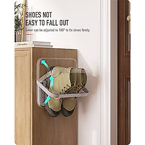 Baffect Hanging Shoe Organizer 4 pieces,Shoe Holder Foldable Wall Mounted Shoe Rack Hanging Shelf for Shoes Storage Rack Wall Shelf for Shoes (Gray)