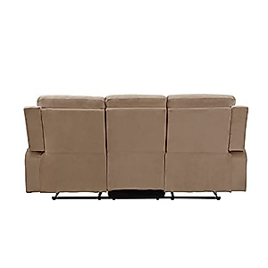 Blackjack Furniture Elton Microfiber Reclining Modern Living Room Sofa, Beige