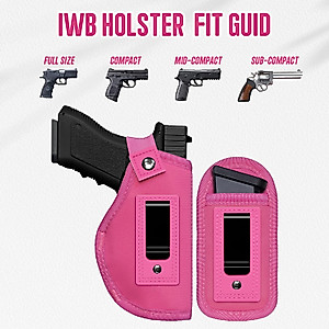 PODFAN Universal Gun Holsters for Men/Women,IWB 9mm Pistols Holster Right Left Handed,Concealed Carry,Fits S&W M&P Shield Glock 9/40 P320 17 19 26 27 42 43,Similar Handguns (Pink-Right Hand)