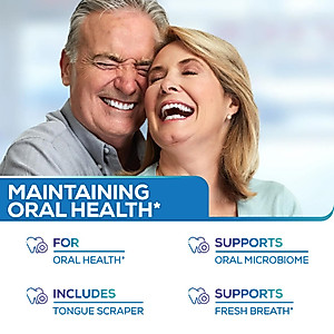 Oral Probiotics & Tongue Scraper for Bad Breath Support - Chewable Dental Probiotic for Teeth & Gums & Fresh Breath - 6 Probiotic Strains - BLIS M18 - Supportive Oral Probiotic - Mint Flavored - 60ct