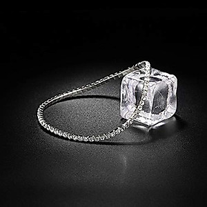 Suyi Crystal Ankle Bracelet for Women Diamond Tennis Stretch Anklets Elastic Foot Chain 3Pcs Silver