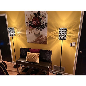 Yomony Phoebe Floor Lamp - Planet Series - Geometric Shade Black Standing Lamp