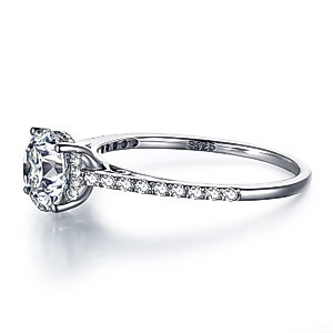 Atylyk 1.2 Carat Moissanite Engagement Ring Wedding Promise Gold Plated Sterling Silver Round Solitaire Rings for Women (5.5)