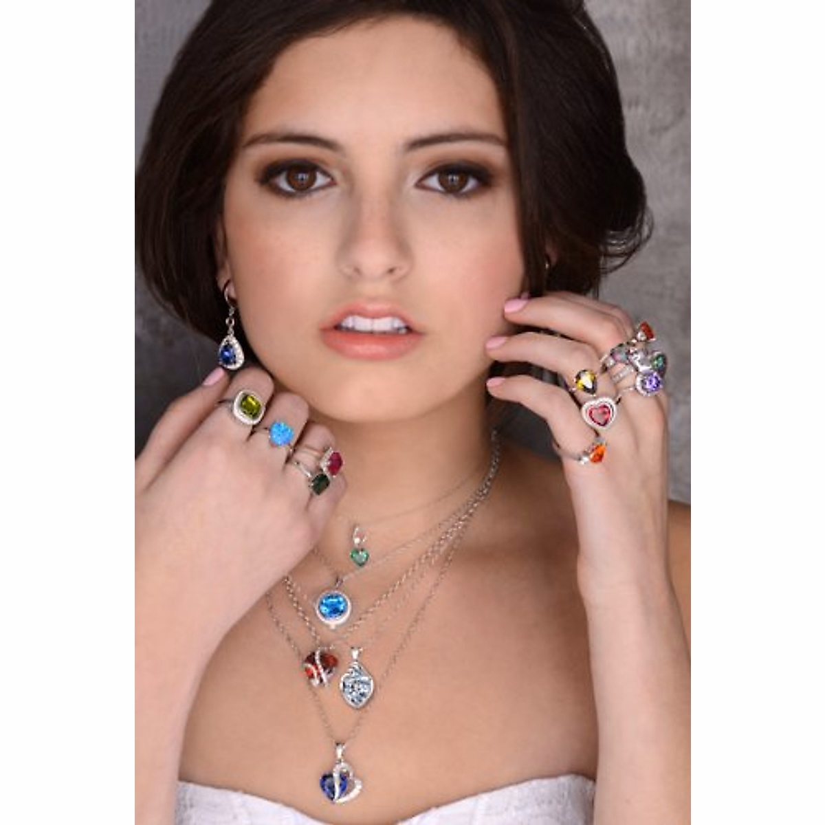 Star K Created Sapphire Drop Pear Shaped Pendant Necklace 14 kt White Gold