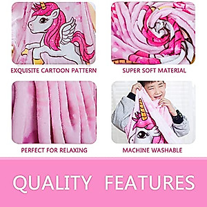 Bilibunny Pink Unicorn Blanket for Girls&Boys Kids Toddler Baby, Soft Warm Flannel Cozy Fuzzy Fluffy Plush Fleece Throw Blanket for Couch Sofa Bed Travel Camping & Gift for Birthday Party Mothers Day
