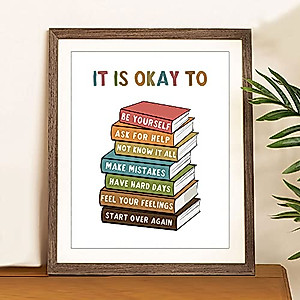 It Is Okay To Feel, Boho Classroom Decor, My Feelings, Classroom Poster, Educational Wall Art, Be Yourself, Playroom Wall Art Decor, School Counselor, Therapy Office Decor, No Framed (8X10 INCH)